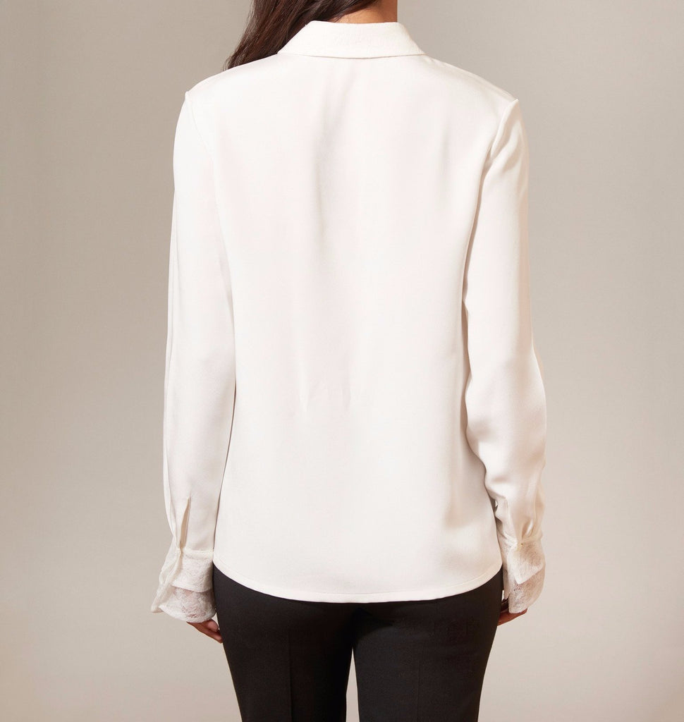White Silk Blouse with Chantilly Lace by Rhonda Cole – Rhonda Cole ...